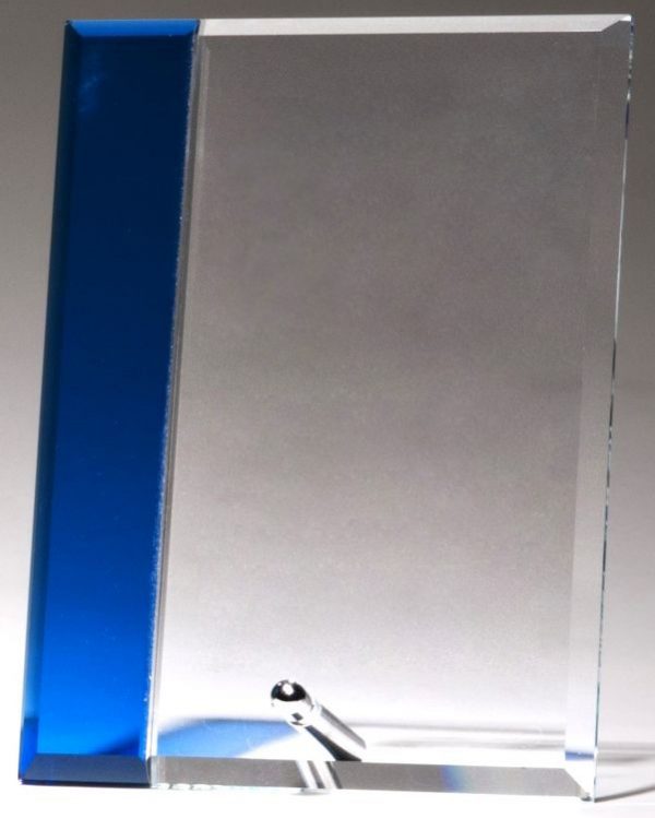 Blue Accented Glass Plaque G2867 G2879 with Free Engraving