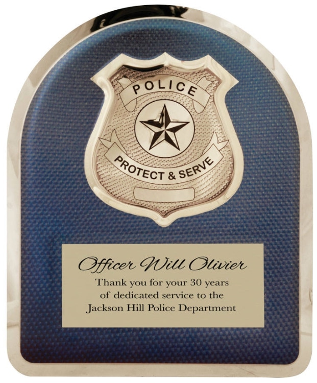 Crystal Police Badge Award CRY855 - Deluxe Gift Box & Free Engraving