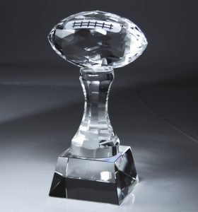 Crystal Football Trophy on a Pillar CRY149 with Free Engraving & Shipping!