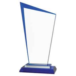 Blue Razor Glass Award with 3 Sizes - Free Engraving on all Sizes
