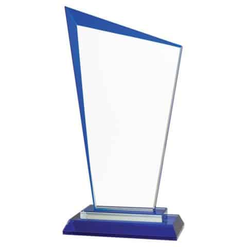 Blue Razor Glass Award with 3 Sizes - Free Engraving on all Sizes
