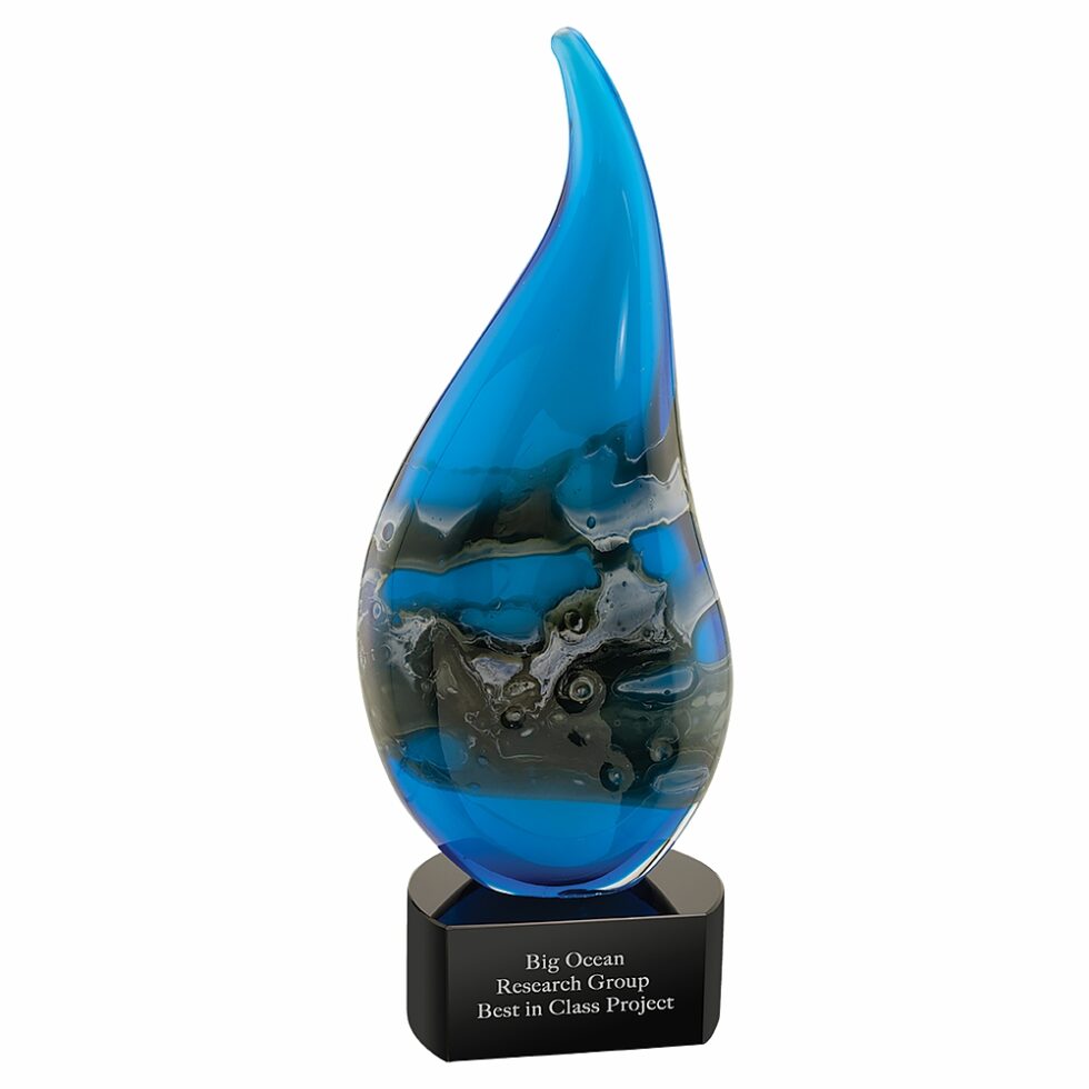 Ocean Flame Art Glass Award AGS68 With Free Engraving